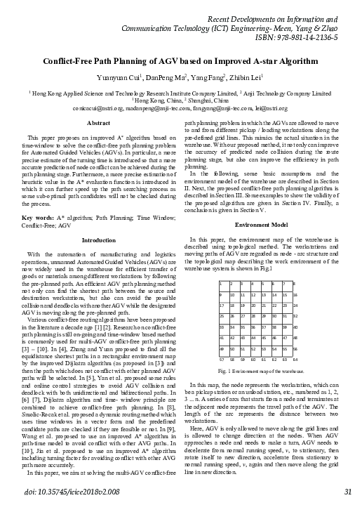 (PDF) AGV Path Planning Based on Smoothing A* Algorithm