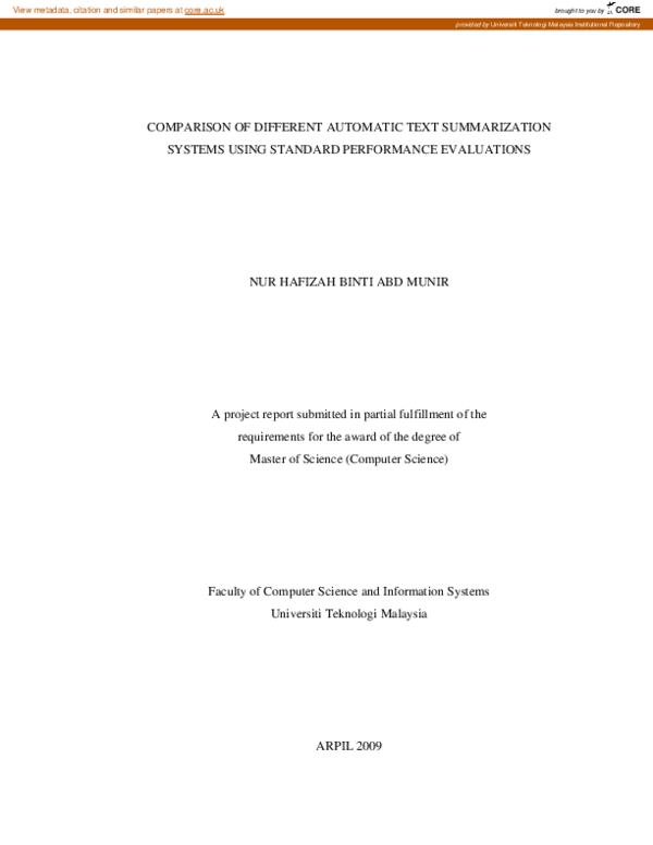 Pdf Evaluating Automatic Text Summarization Systems