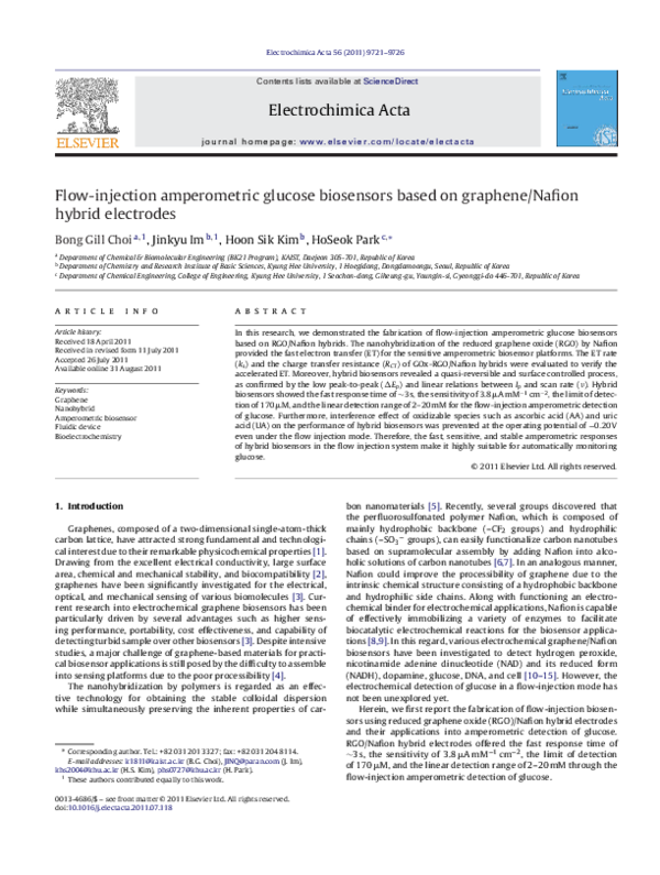 Pdf Flow Injection Amperometric Glucose Biosensors Based On Graphene Nafion Hybrid Electrodes