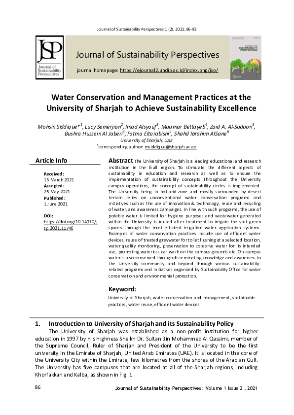 (PDF) Water Conservation and Management Practices at the University of ...