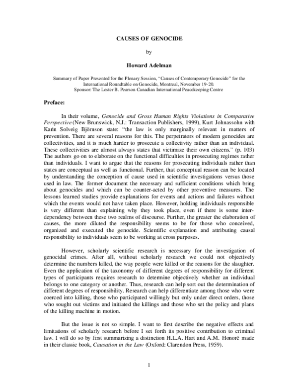 (PDF) Causes of Genocide