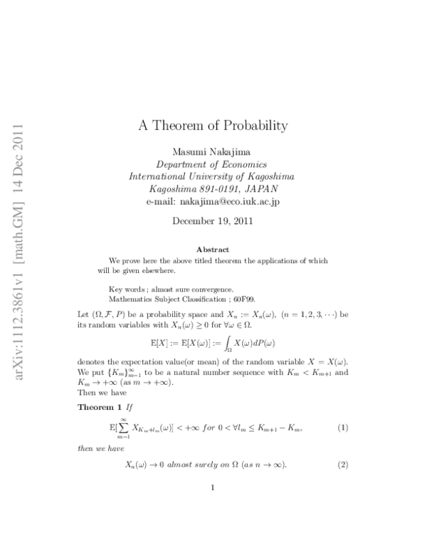 (PDF) A Theorem of Probability
