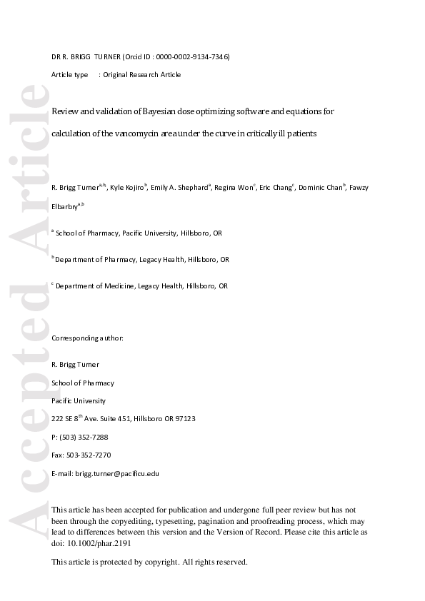 (PDF) Review and Validation of Bayesian Dose‐Optimizing Software and Equations for Calculation ...