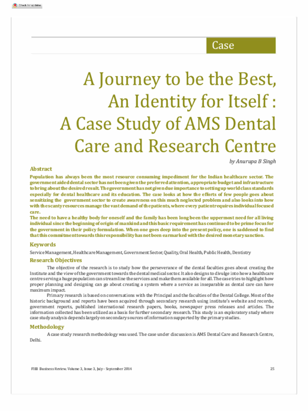 (PDF) A Journey to be the Best, An Identity for Itself : A Case Study of AMS Dental Care and ...