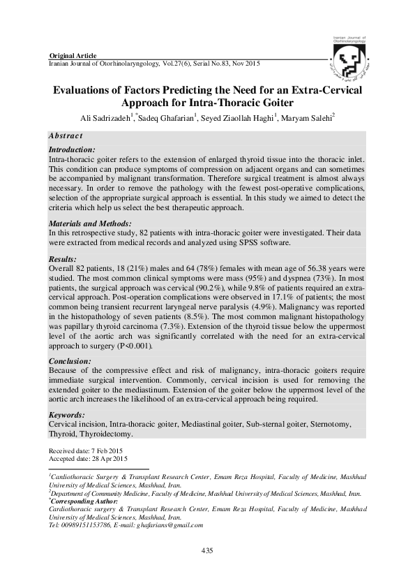 (PDF) Evaluations of Factors Predicting the Need for an Extra-Cervical ...