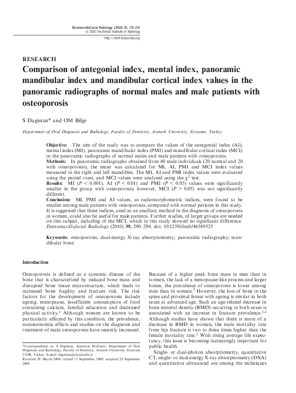 (PDF) Comparison of antegonial index, mental index, panoramic ...