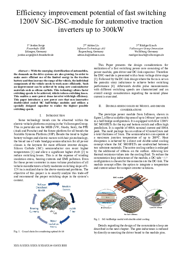 (PDF) Efficiency improvement potential of fast switching 1200V SiC-DSC-module for automotive ...