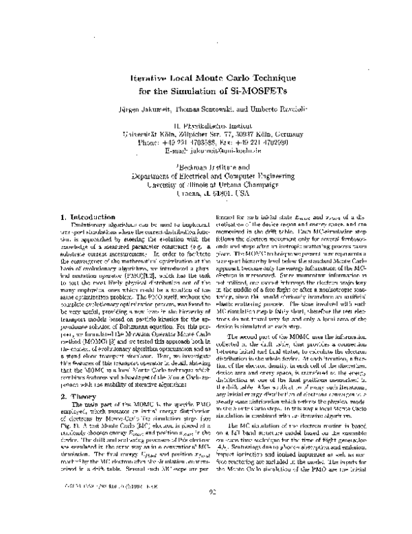 (PDF) Iterative local Monte Carlo technique for the simulation of Si-MOSFETs