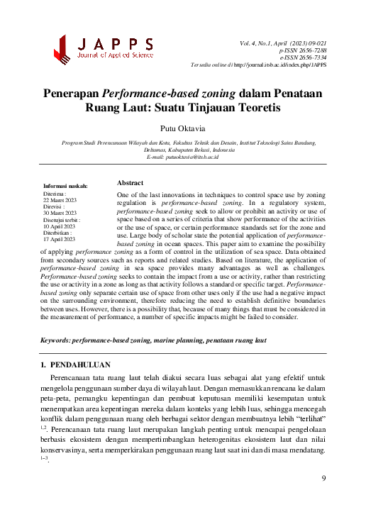 (PDF) Penerapan Performance-based zoning dalam Penataan Ruang Laut ...