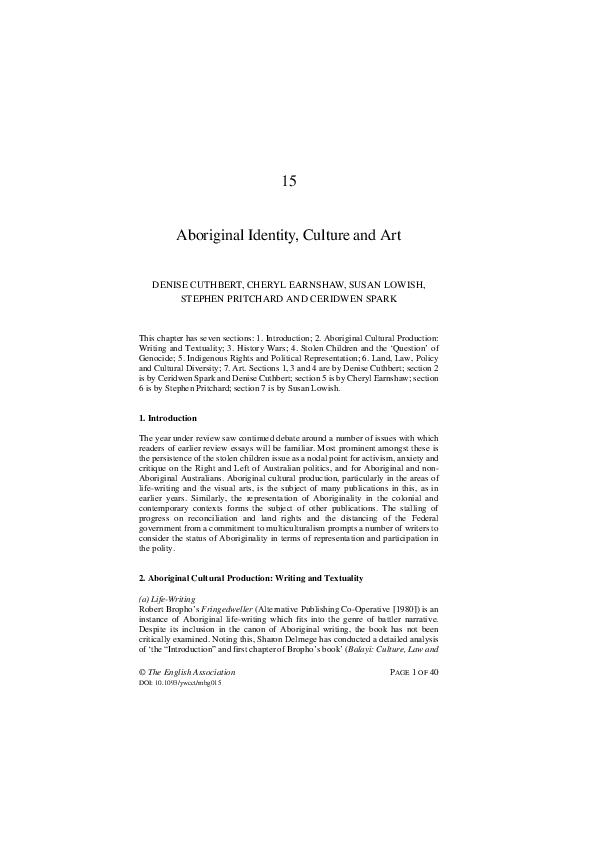 (PDF) 15 Aboriginal Identity, Culture and Art