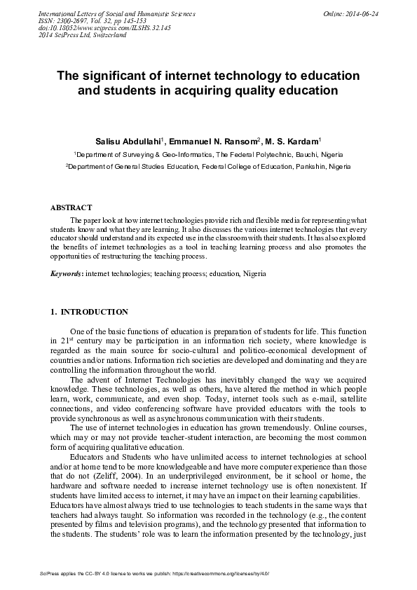 (PDF) And Students in Acquiring Quality Education