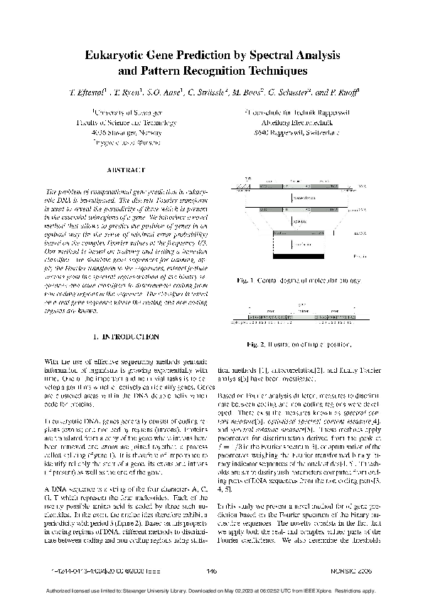 (PDF) Eukaryotic Gene Prediction by Spectral Analysis and Pattern ...