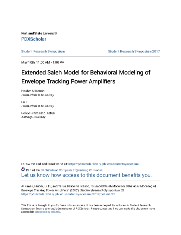 (PDF) Extended Cann model for behavioral modeling of envelope tracking power amplifiers