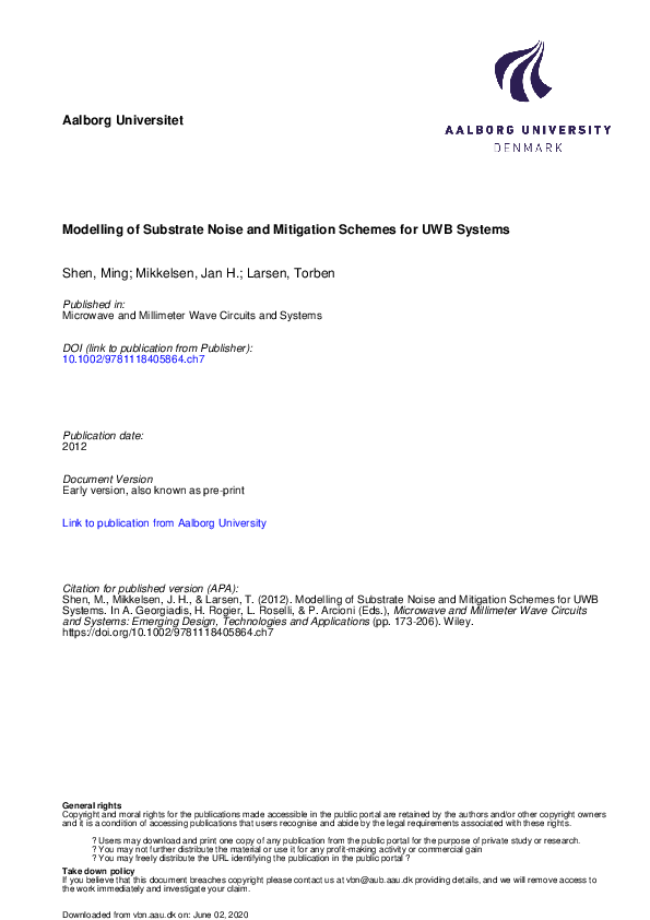 (PDF) Modelling of Substrate Noise and Mitigation Schemes for UWB Systems