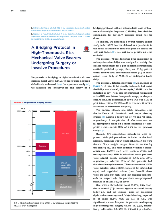(PDF) A Bridging Protocol in High-Thrombotic Risk Mechanical Valve ...