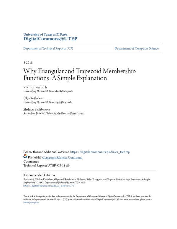 (PDF) Why Triangular and Trapezoid Membership Functions: A Simple Explanation