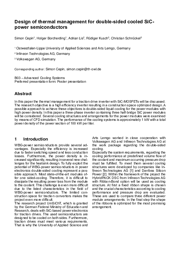 (PDF) Design of thermal management for double-sided cooled SiC-power ...