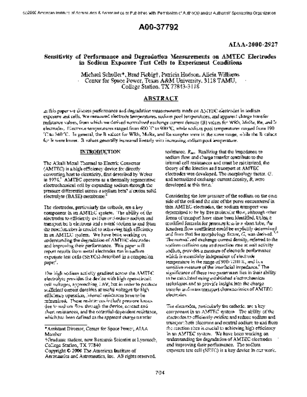 (PDF) Sensitivity of performance and degradation measurements on AMTEC ...