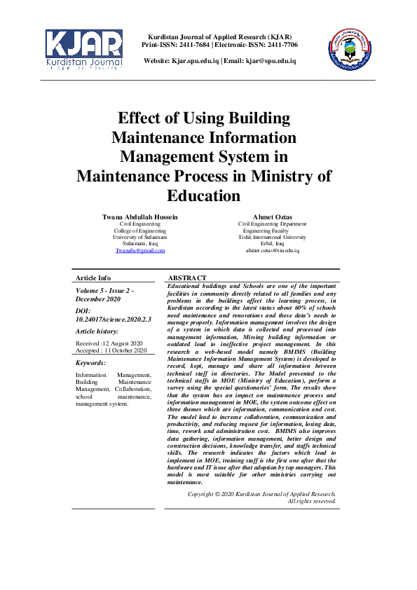 (PDF) Effect of Using Building Maintenance Information Management ...