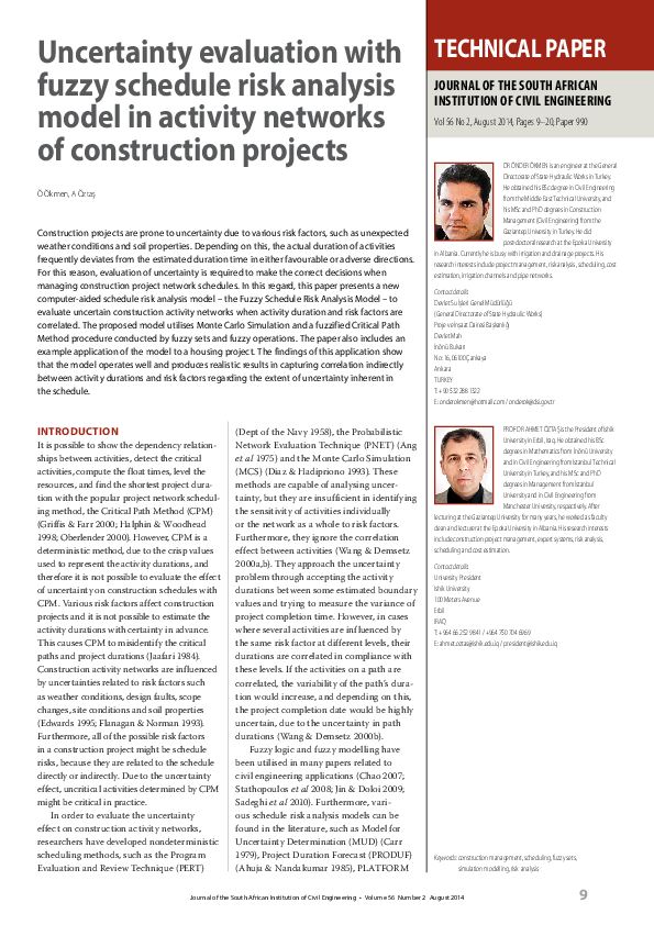 (PDF) Uncertainty evaluation with fuzzy schedule risk analysis model in activity networks of ...