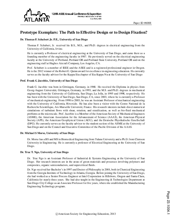 (PDF) Prototype Exemplars: The Path to Effective Design or to Design Fixation? | Truc Ngo ...