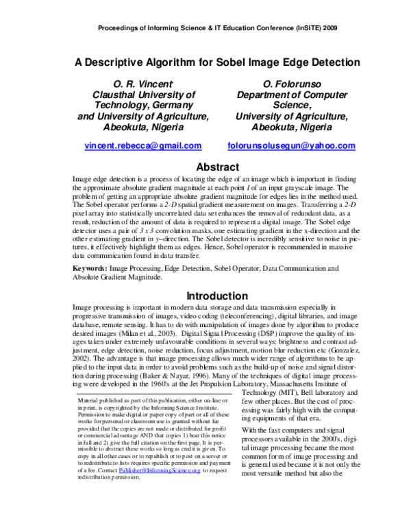 Pdf A Descriptive Algorithm For Sobel Image Edge Detection