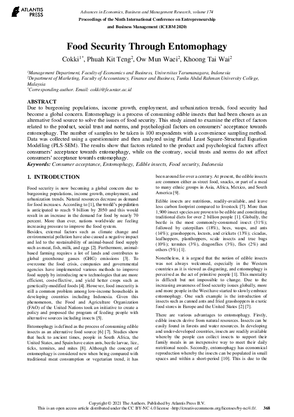 (PDF) Food Security Through Entomophagy