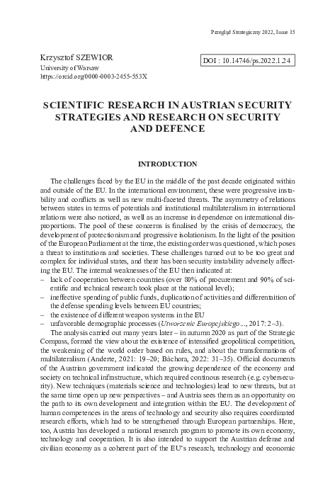 (PDF) Scientific Research in Austrian Security Strategies and Research ...