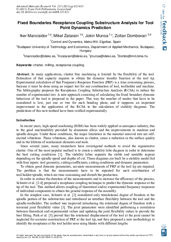 (PDF) Fixed Boundaries Receptance Coupling Substructure Analysis for Tool Point Dynamics Prediction