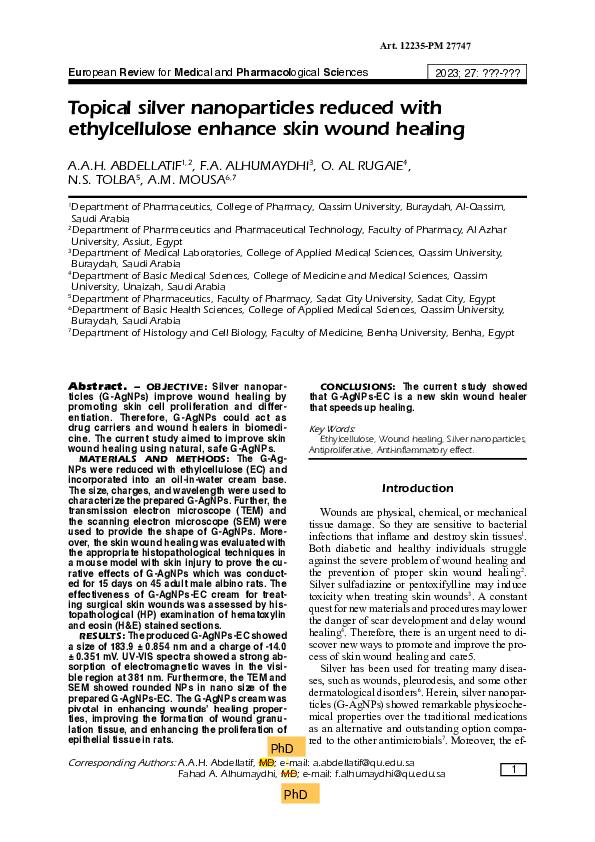 (PDF) Topical silver nanoparticles reduced with ethylcellulose enhance ...