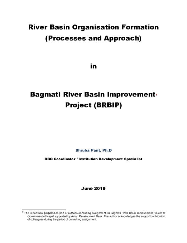 (PDF) River Basin Organization in Bagmati River Basin Improvement ...