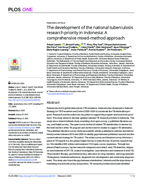 (PDF) The development of the national tuberculosis research priority in ...