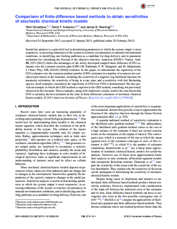 (PDF) Comparison of finite difference based methods to obtain sensitivities of stochastic ...