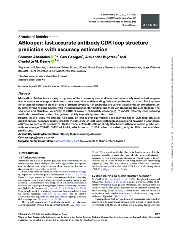 (PDF) ABlooper: Efficient CDR Loop Structure Prediction