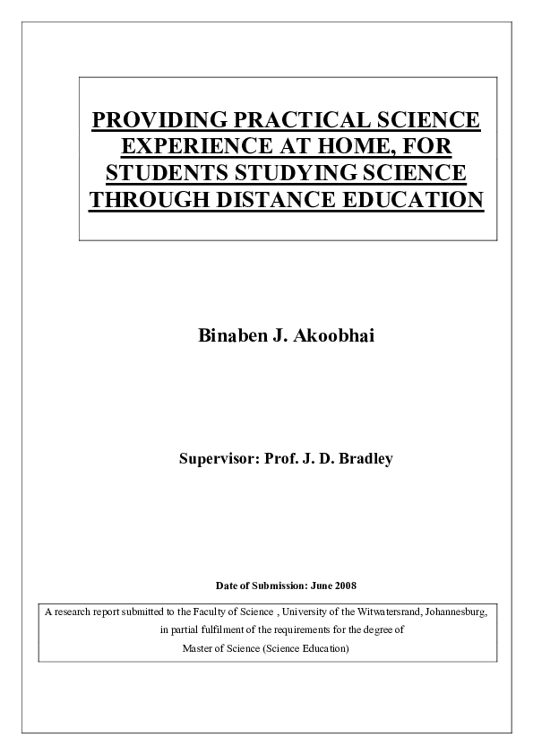 (PDF) Providing practical science experience at home, for styudents ...