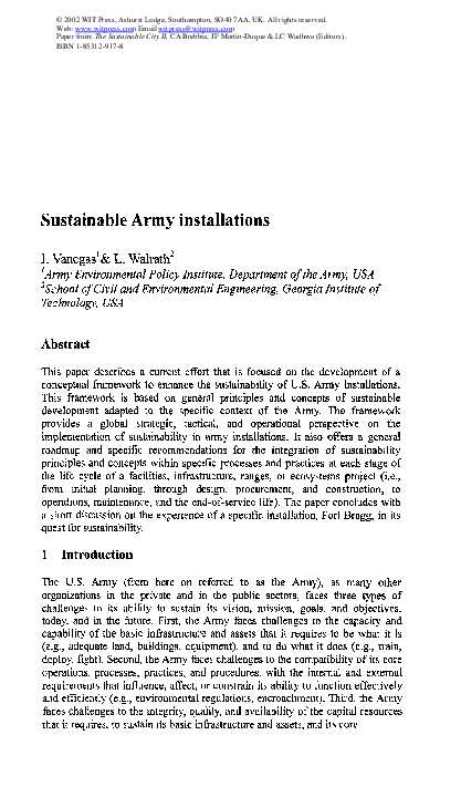 (PDF) Sustainable Army installations