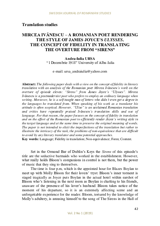 (PDF) Mircea Ivănescu – a Romanian poet rendering the style of James ...