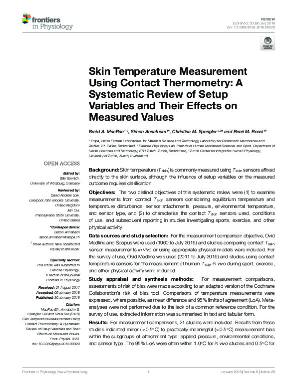 (PDF) Skin Temperature Measurement Using Contact Thermometry: A ...