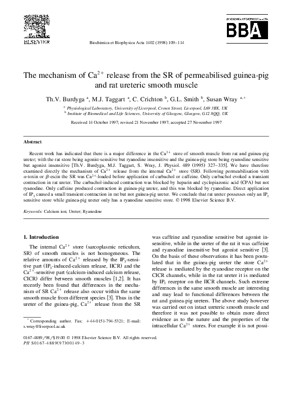 (PDF) The mechanism of Ca2+ release from the SR of permeabilised guinea ...