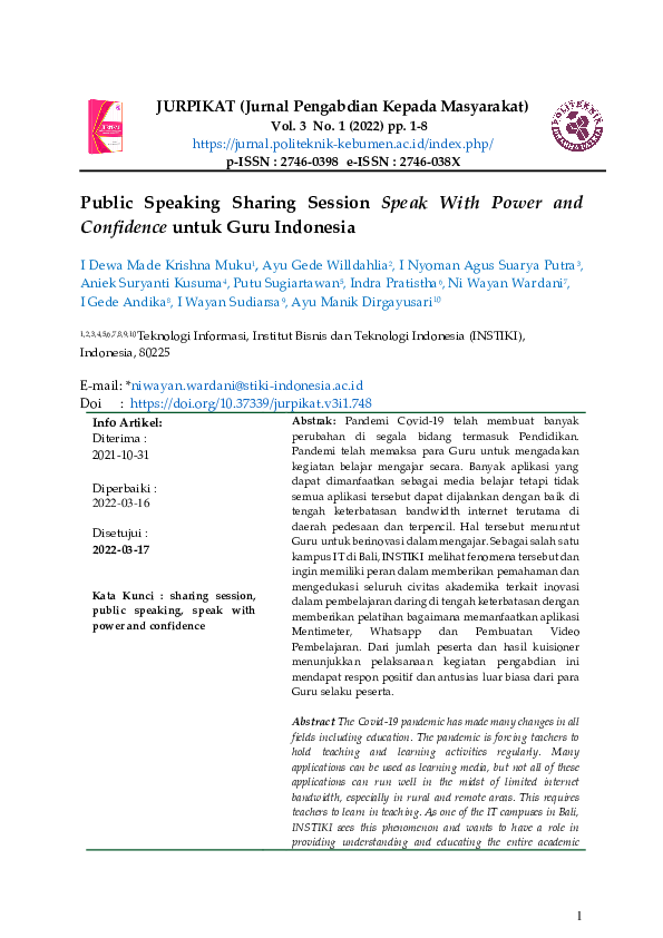 (PDF) Public Speaking Sharing Session Speak With Power and Confidence ...