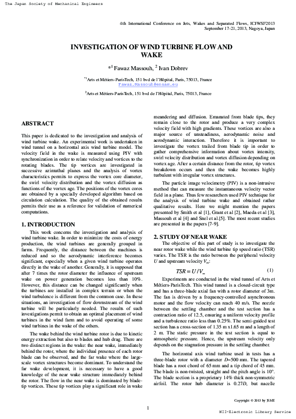 (PDF) 1180 Investigation of Wind Turbine Flow and Wake