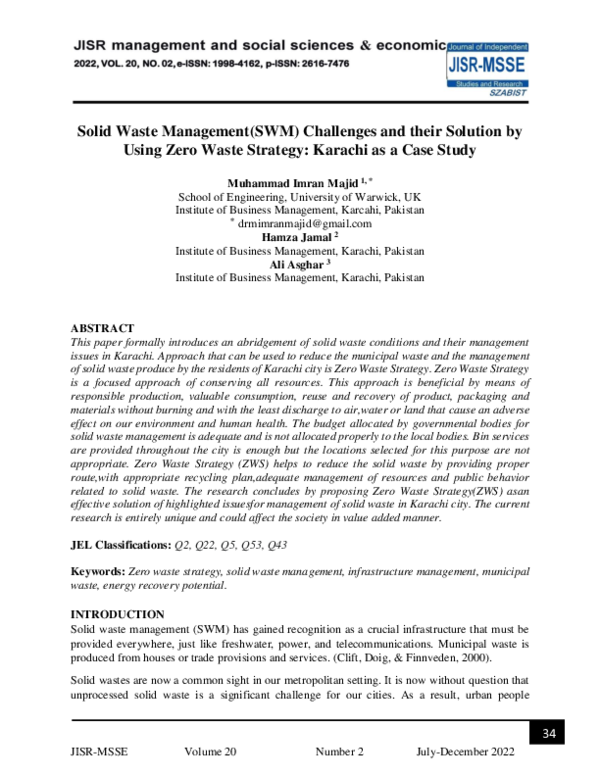(PDF) Solid Waste Management(SWM) Challenges and their Solution by ...