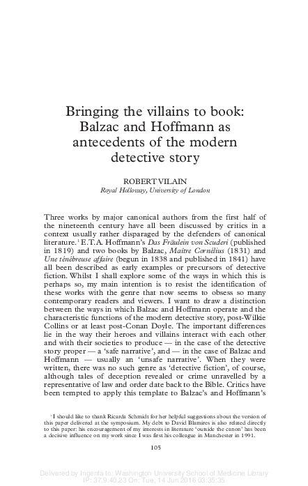 (PDF) Bringing the villains to book: Balzac and Hoffmann as antecedents ...