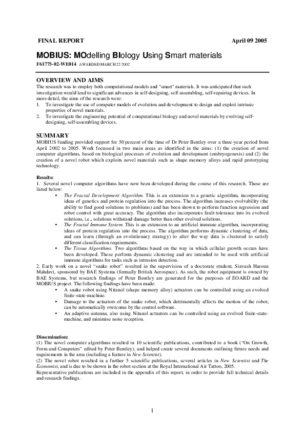 (PDF) MOBIUS: Modeling Biology Using Smart Materials