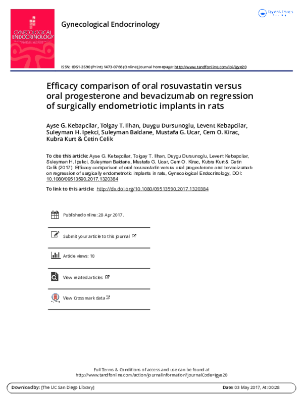 (PDF) Efficacy comparison of oral rosuvastatin versus oral progesterone and bevacizumab on ...