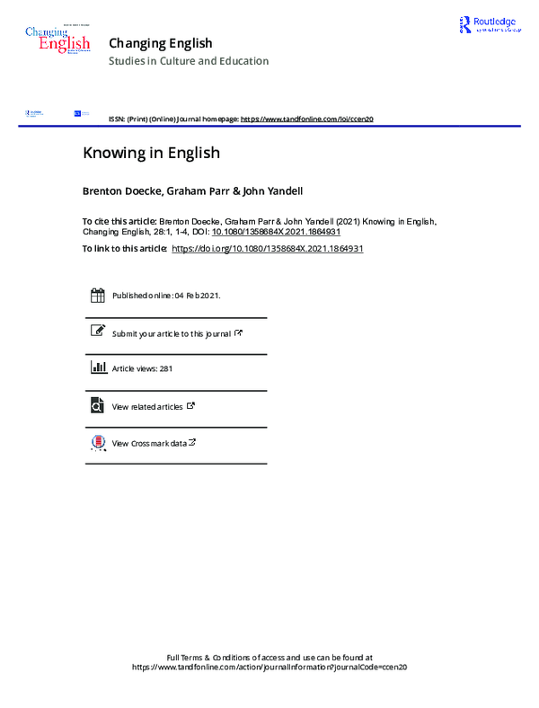 (PDF) Knowing in English
