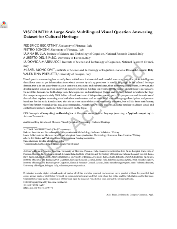 (PDF) VISCOUNTH: A Large-Scale Multilingual Visual Question Answering ...