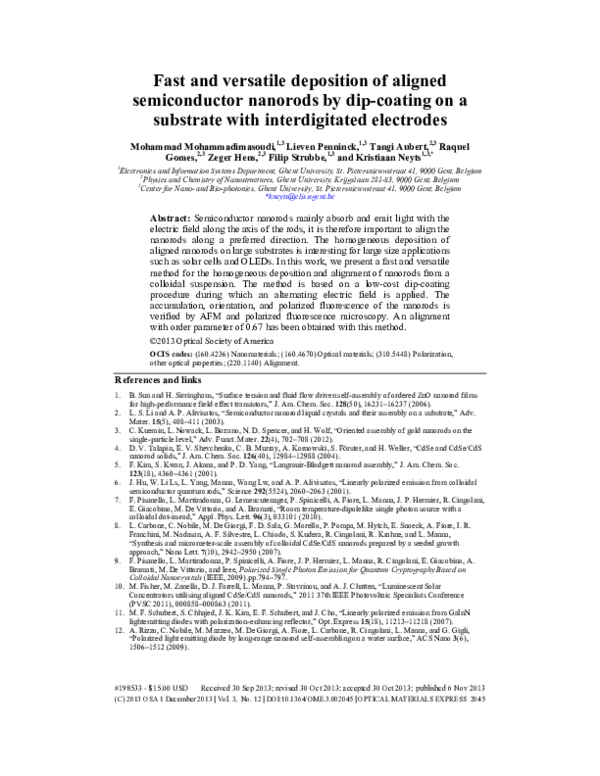(PDF) Fast and versatile deposition of aligned semiconductor nanorods ...