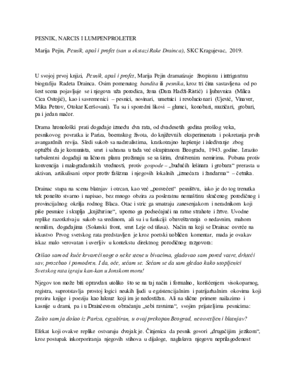 (PDF) Ivana Maksić, Pesnik, narcis i lumpenproleter