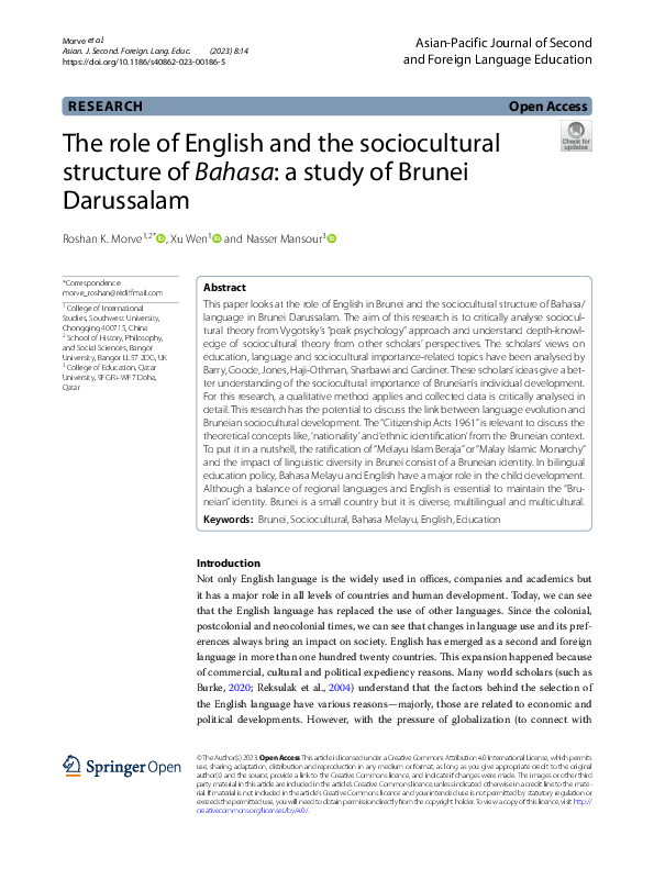 (PDF) The role of English and the sociocultural structure of Bahasa: a ...